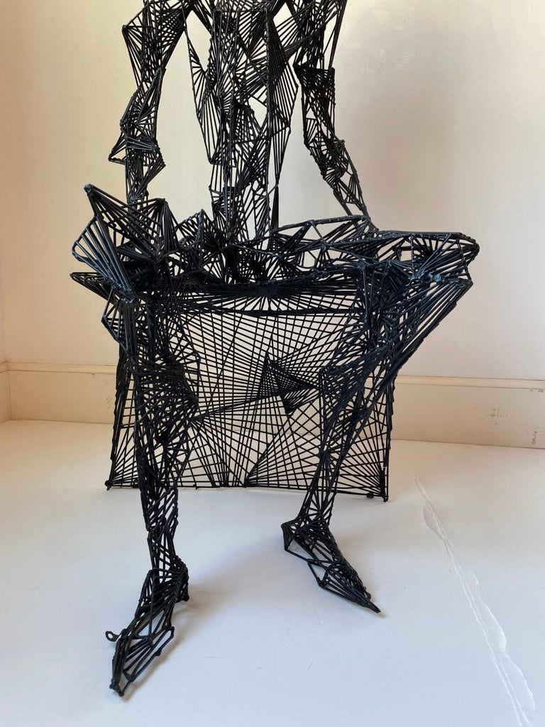 Post Modern Abstract Sculpture Man Sitting on Bench For Sale at 1stDibs