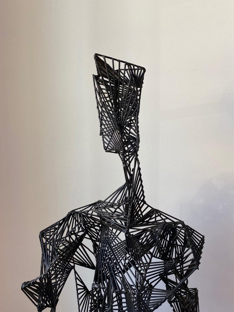 Post Modern Abstract Sculpture Man Sitting on Bench For Sale at 1stDibs