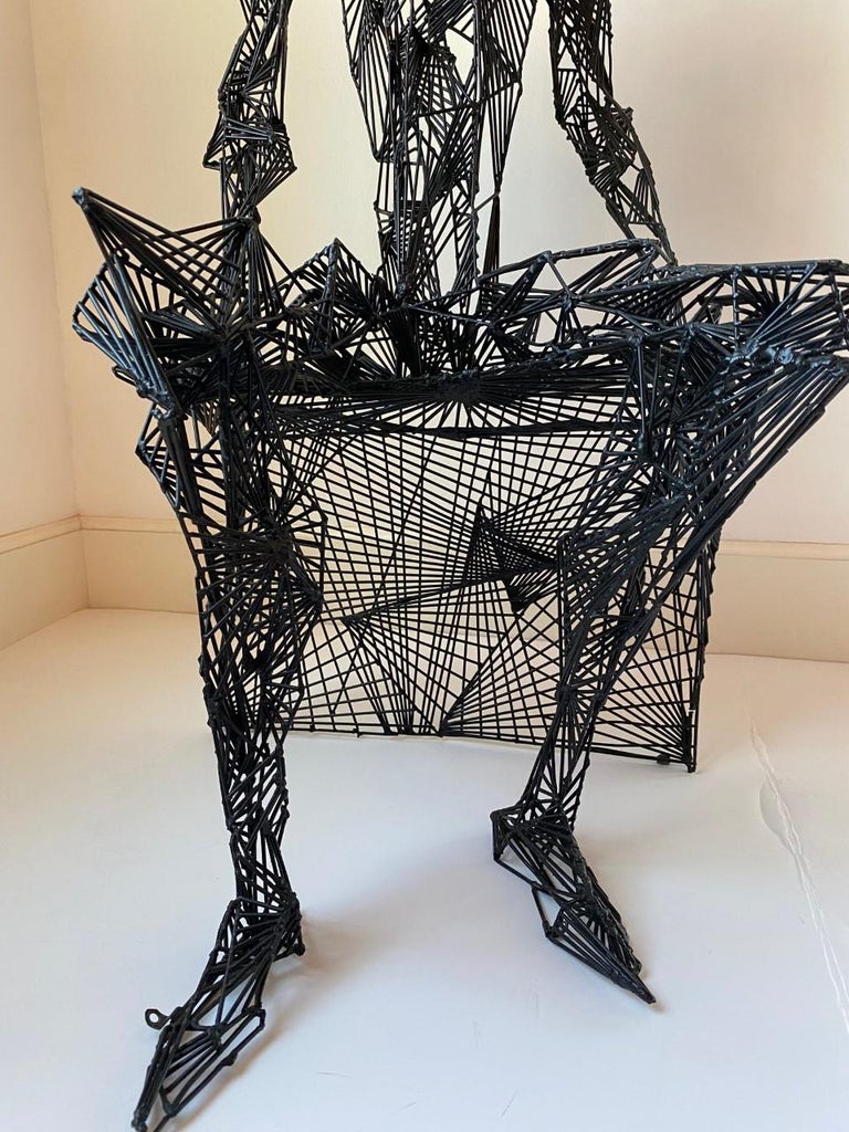 Post Modern Abstract Sculpture Man Sitting on Bench For Sale at 1stDibs