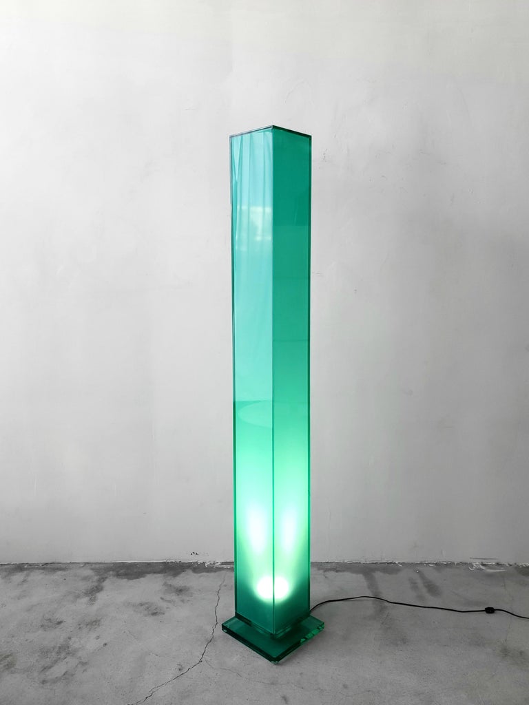 Postmodern Aqua Green Lucite Floor Lamp For Sale at 1stDibs