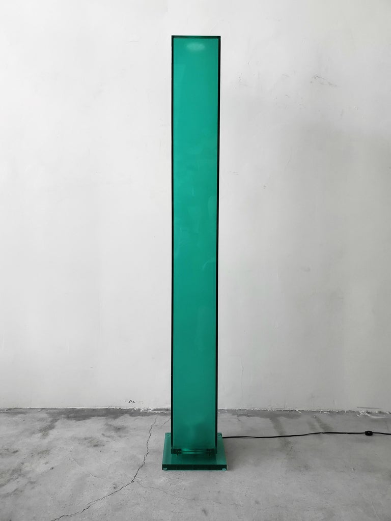 Postmodern Aqua Green Lucite Floor Lamp For Sale at 1stDibs