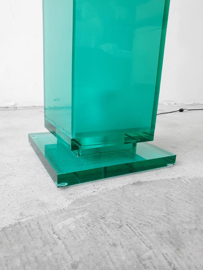 Postmodern Aqua Green Lucite Floor Lamp For Sale at 1stDibs