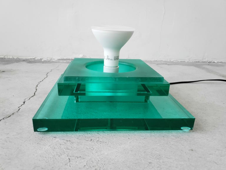 Postmodern Aqua Green Lucite Floor Lamp For Sale at 1stDibs
