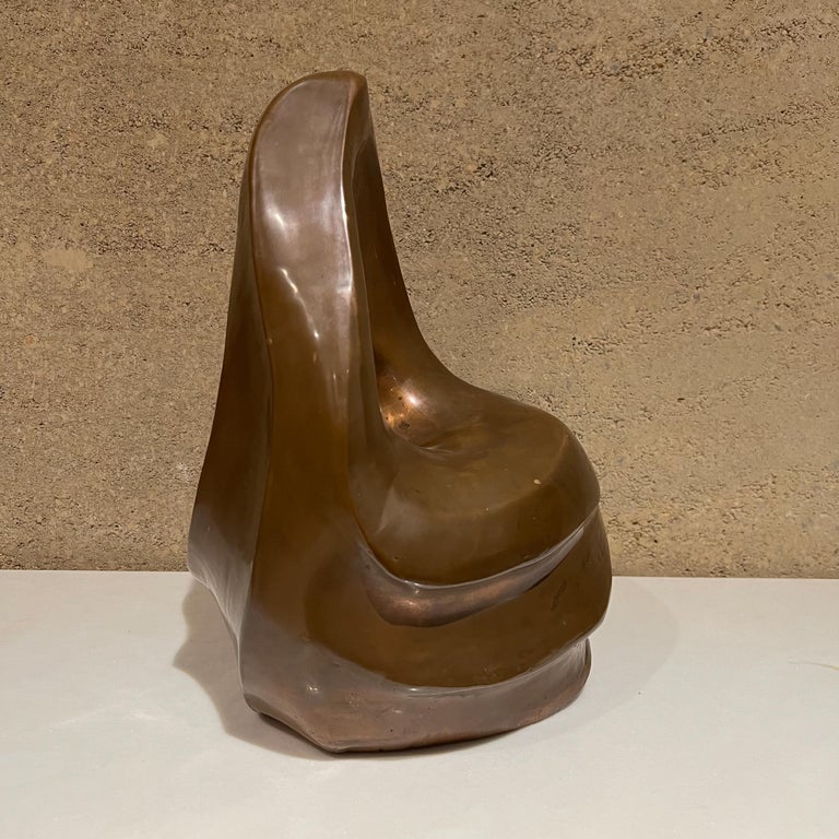 1980s Post Modern Art Table Sculpture in Organic Swirled Copper Signed ...