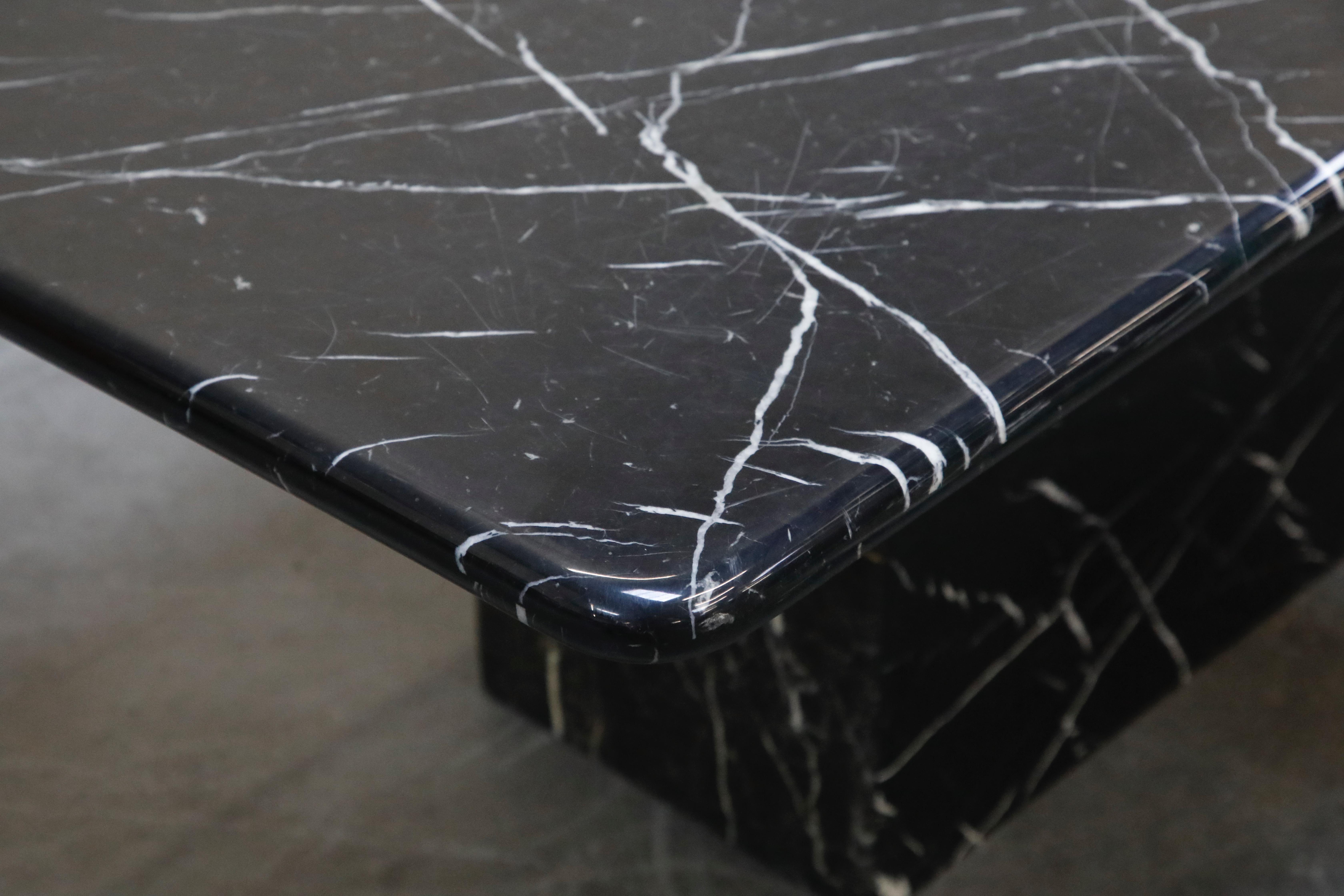 Post-Modern Black Marble Rectangular Dining or Conference Table, circa ...