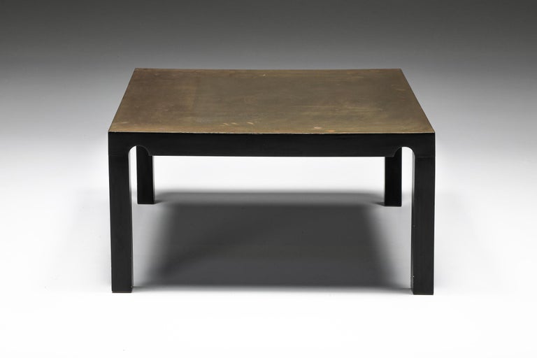 Post-Modern Brass and Black Steel Coffee Table by Emiel Veranneman ...