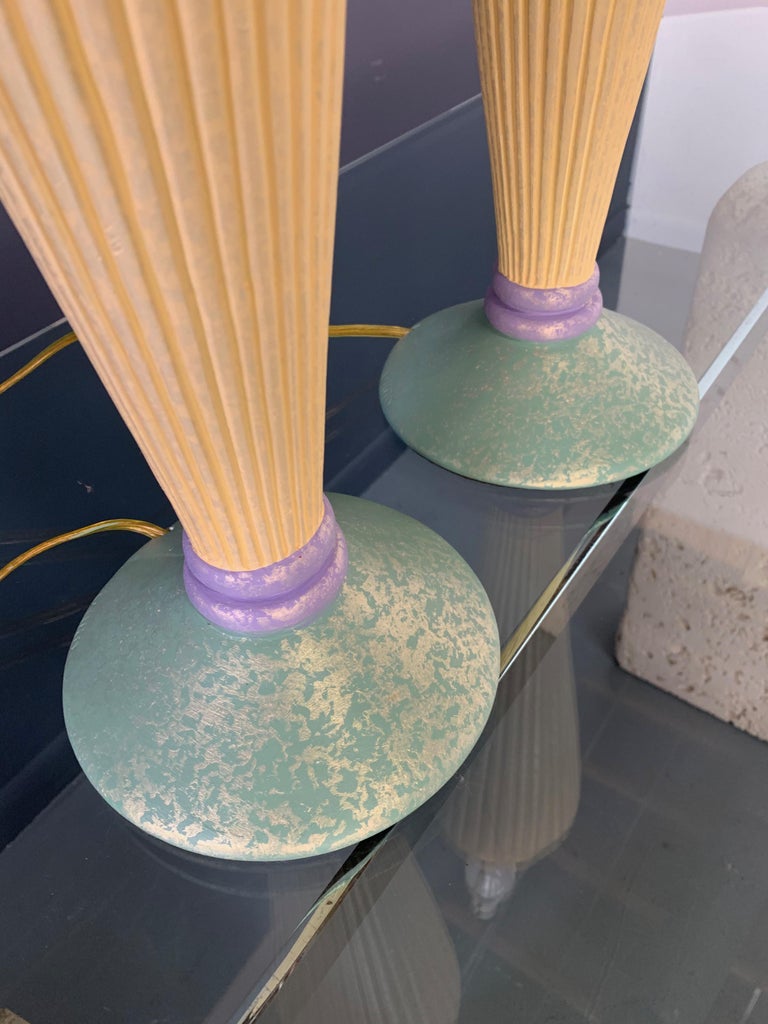 Postmodern Chalkware Lamps in the Style of Sottsass Marked Vard For ...