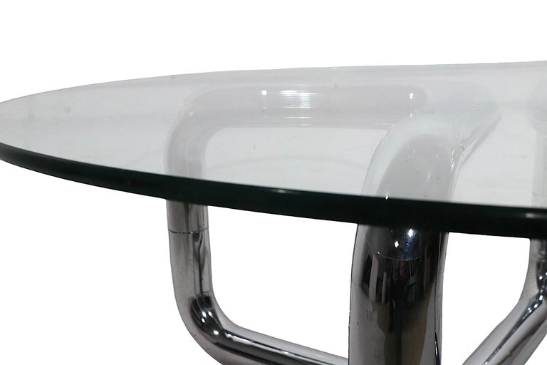 Post Modern Chrome and Glass Coffee table Made in Italy, circa 1970s ...