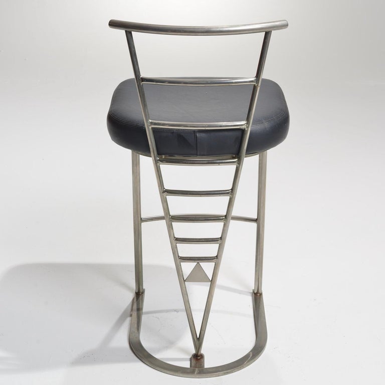 Post Modern Chrome and Leather Counter Stool 'Design Institute' For ...