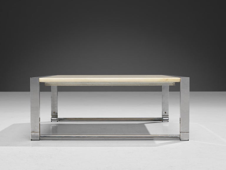 Post-Modern Coffee Table in Marble and Chrome For Sale at 1stDibs