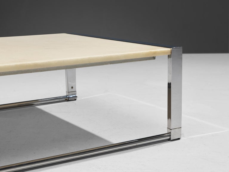 Post-Modern Coffee Table in Marble and Chrome For Sale at 1stDibs