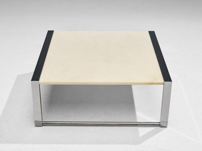 Post-Modern Coffee Table in Marble and Chrome For Sale at 1stDibs