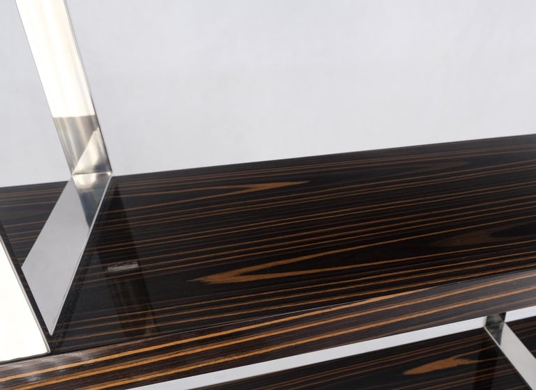 Post Modern Custom Design Zebra Wood and Chrome Etagere Bookcase Shelf ...