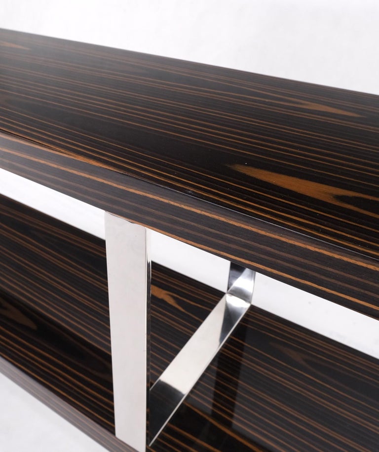 Post Modern Custom Design Zebra Wood and Chrome Etagere Bookcase Shelf ...