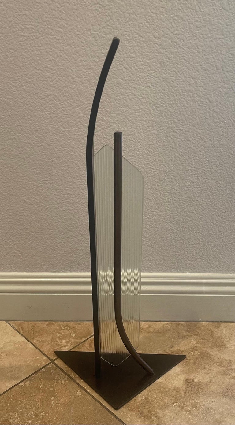 Post-Modern Glass and Cut Steel Abstract Sculpture by Karen Dugan For ...