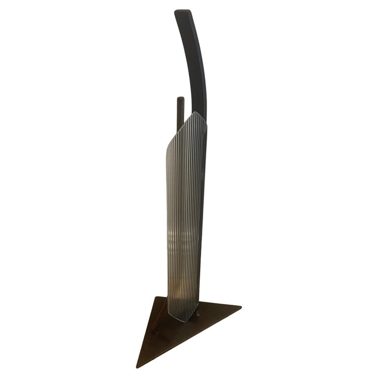 Post-Modern Glass and Cut Steel Abstract Sculpture by Karen Dugan For ...