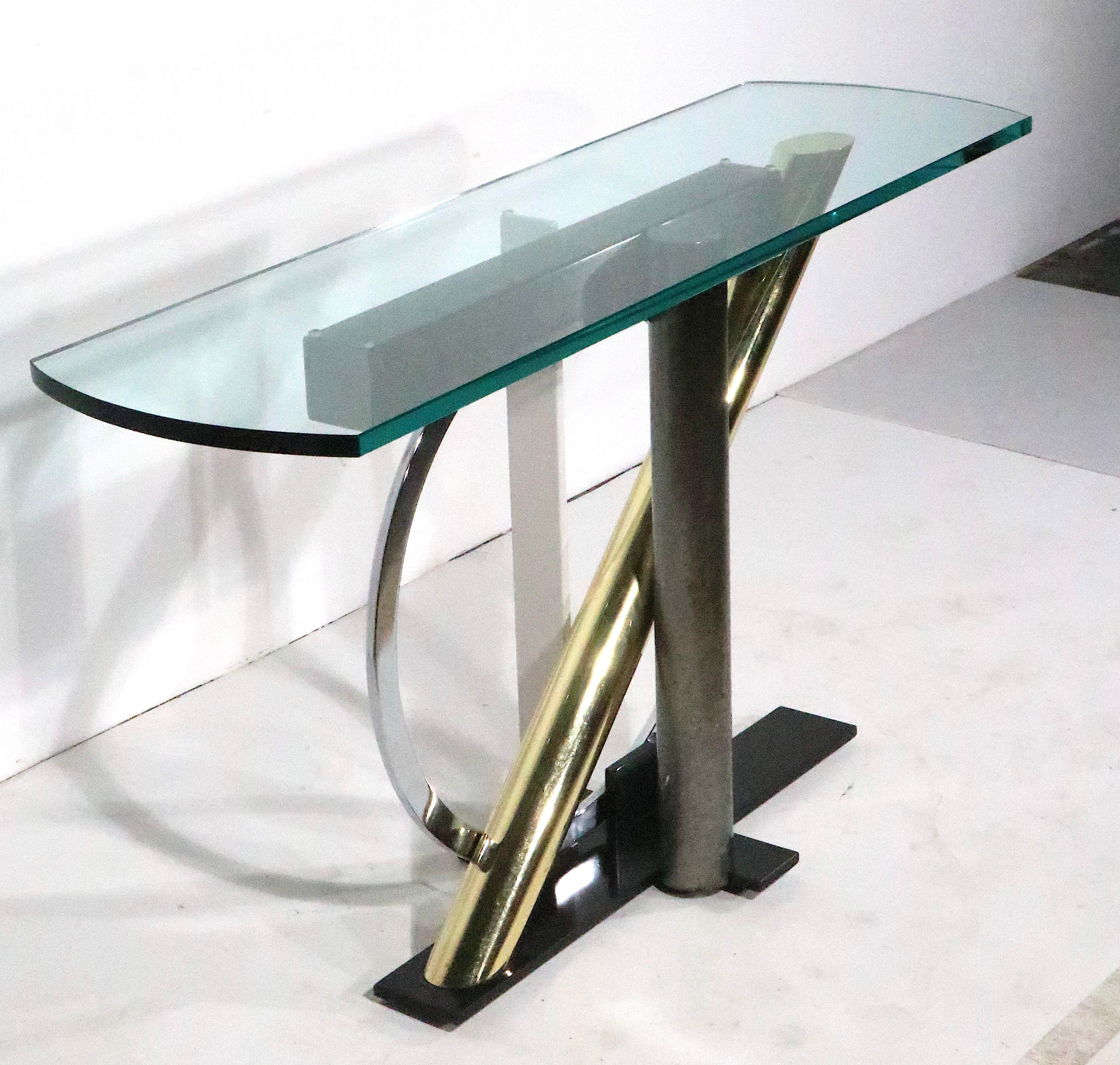 Post Modern Glass Console Table by Kaizo Oto for Design Institute of ...