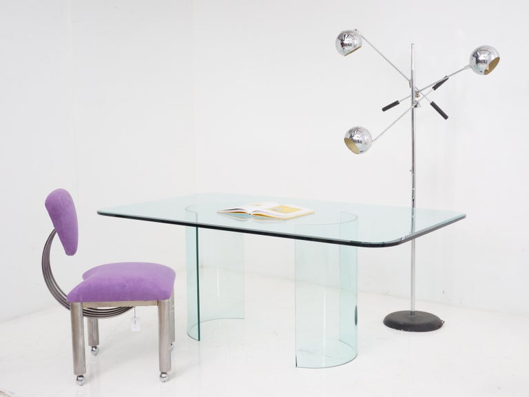 Post Modern Glass Dining Table For Sale at 1stDibs