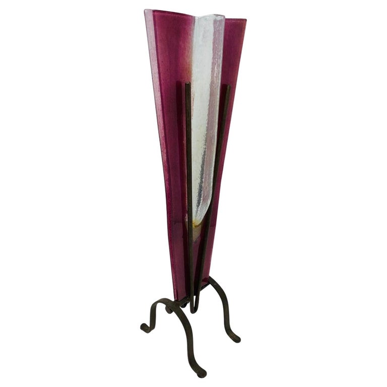 Post Modern Glass Pedestal Vase For Sale at 1stDibs