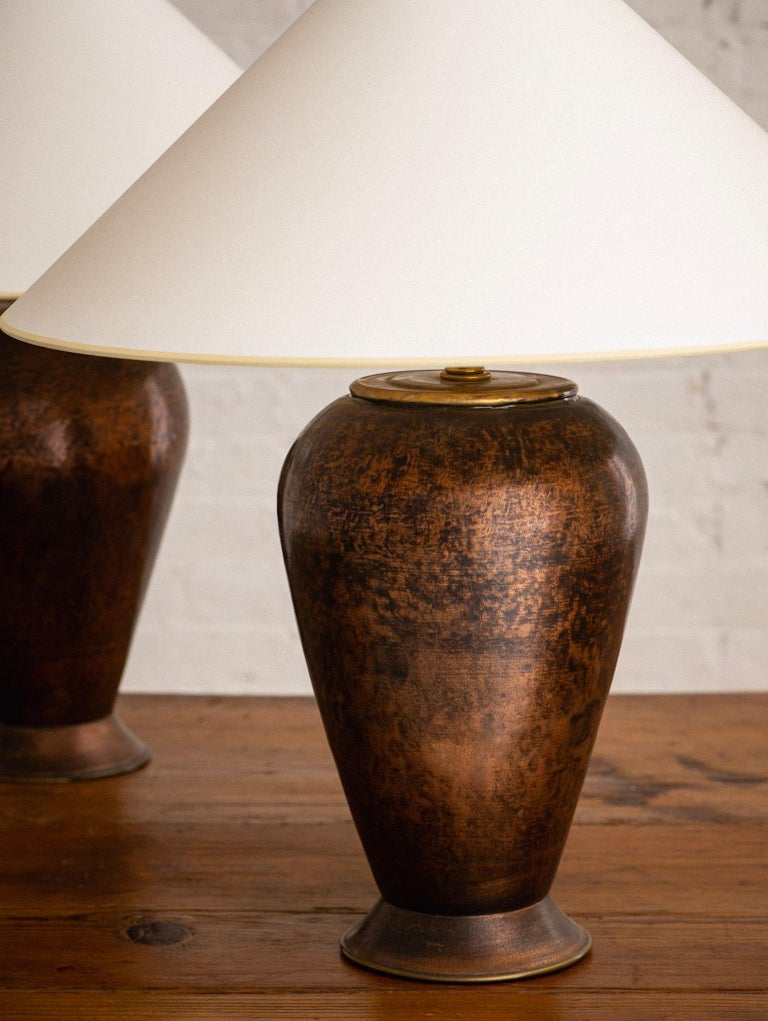 Post Modern Hammered Copper and Lamps, Pair at 1stDibs
