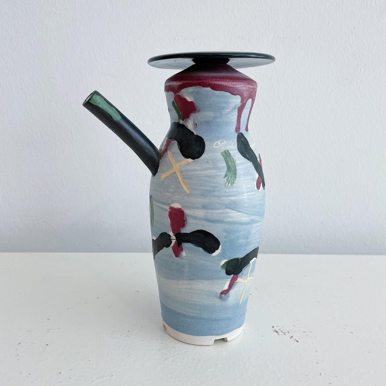 Post-Modern Hand Decorated Studio Pottery Vessel For Sale at 1stDibs