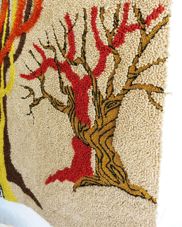 Postmodern Hand-Hooked Tapestry Rug Wall Hanging For Sale at 1stDibs