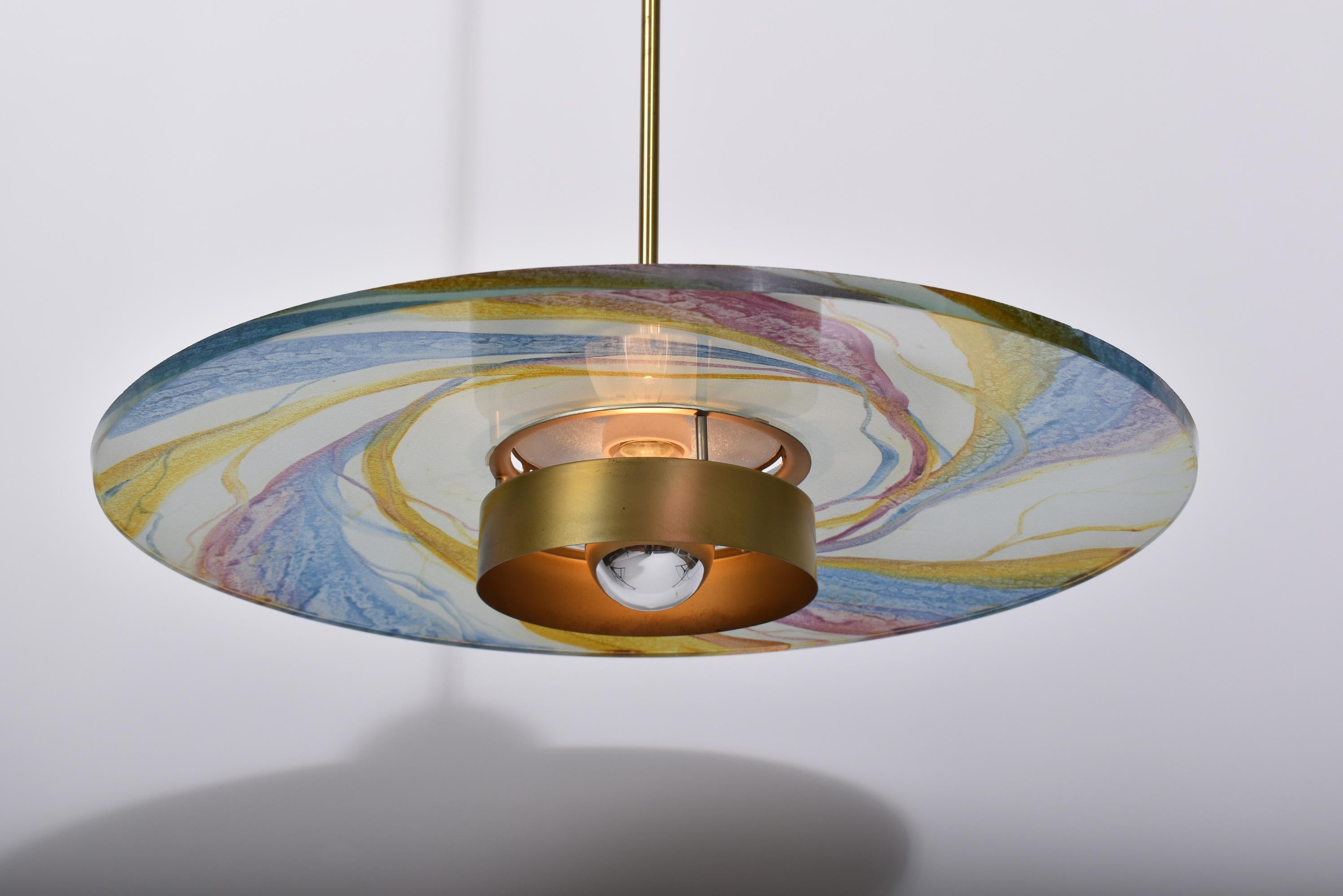 Post-Modern Hand Painted Glass Pendant Lamp by Sische, Germany 1988 For ...