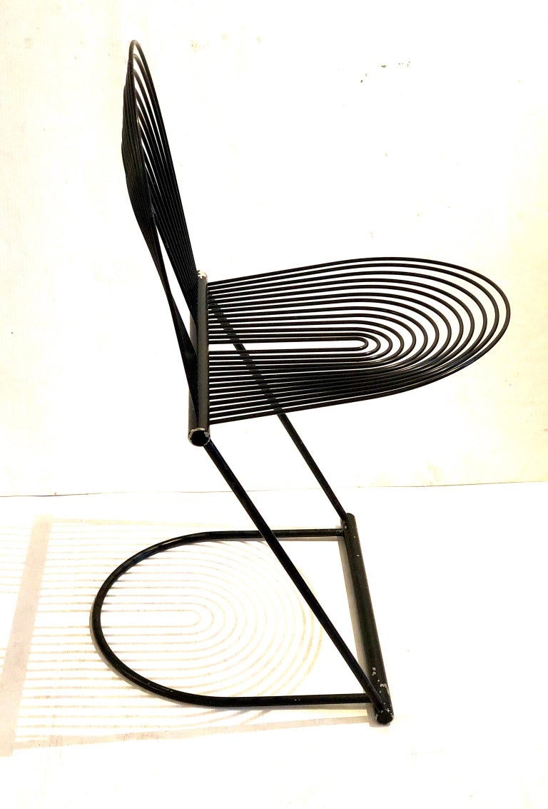 Postmodern Italian Metal Spring Chair in Black Enamel Metal and ...
