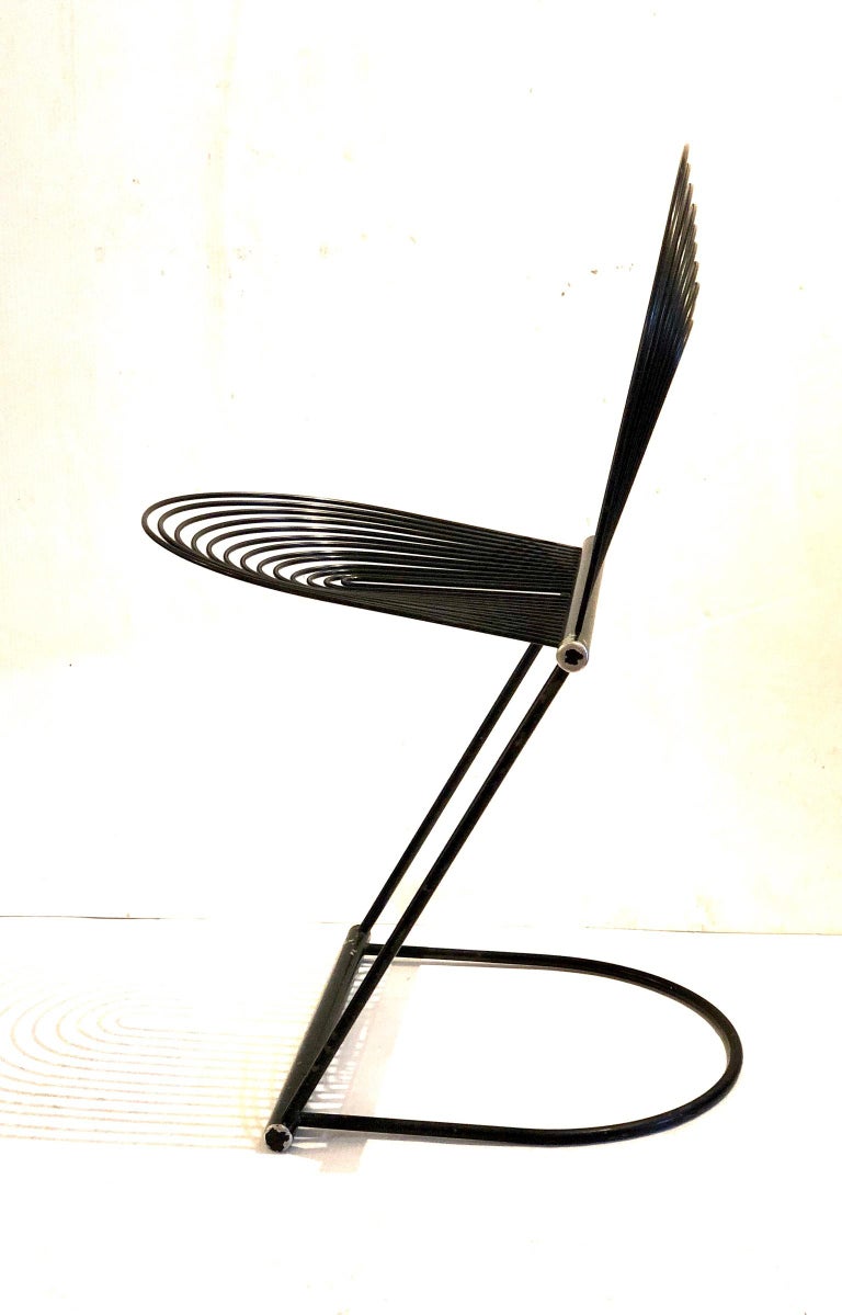 Postmodern Italian Metal Spring Chair in Black Enamel Metal and ...