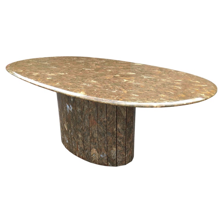 Post Modern Italian Oval Top Pedestal Base Crystal Alabaster Marble ...