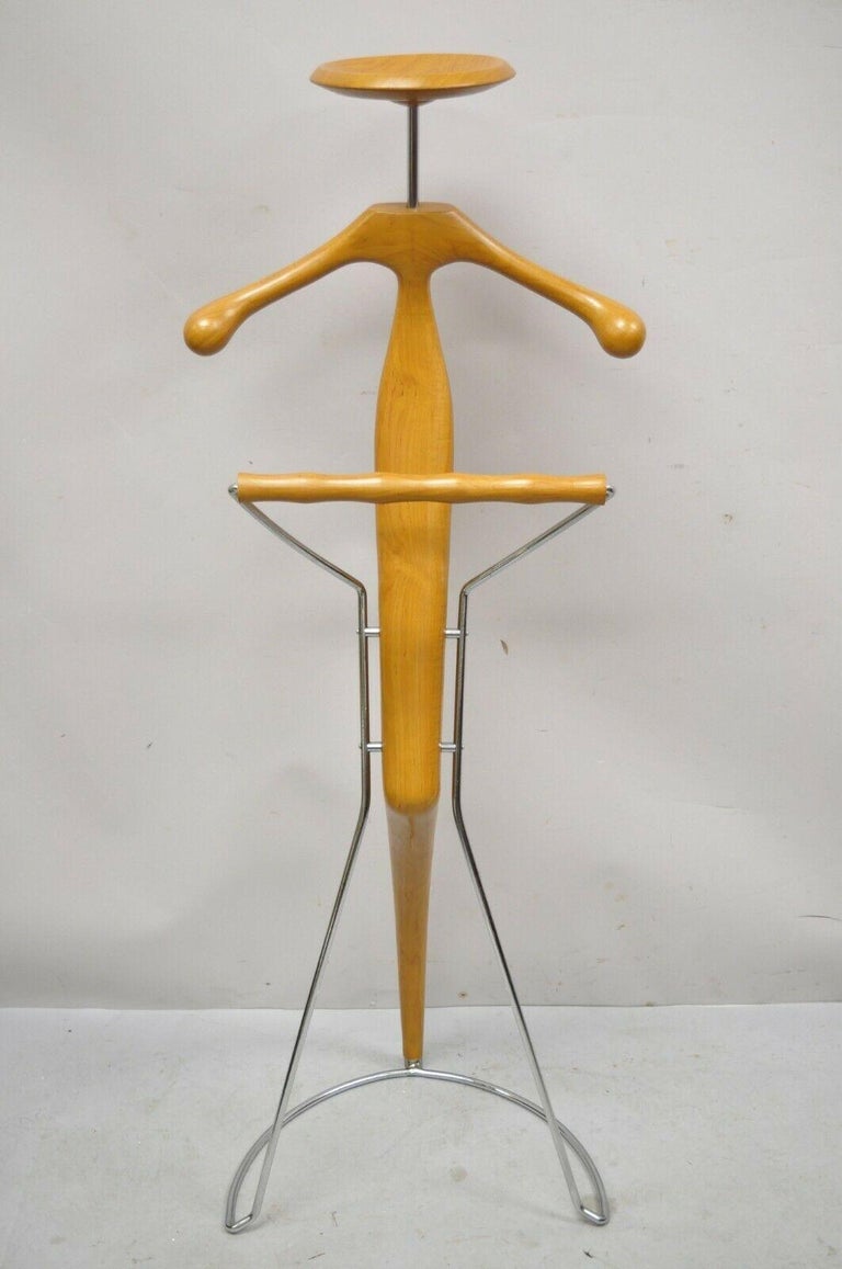 Post Modern Italian Sculpted Cherry Wood and Metal Clothing Valet by ...