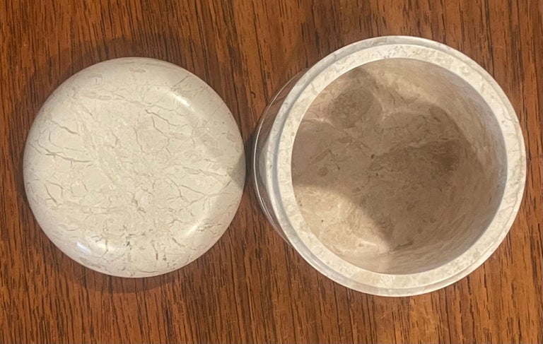 Post-Modern Italian Travertine Lidded Jar For Sale at 1stDibs