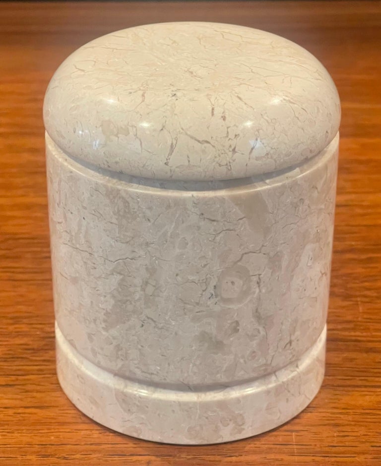 Post-Modern Italian Travertine Lidded Jar For Sale at 1stDibs