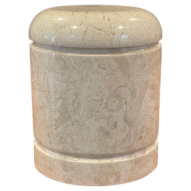 Post-Modern Italian Travertine Lidded Jar For Sale at 1stDibs