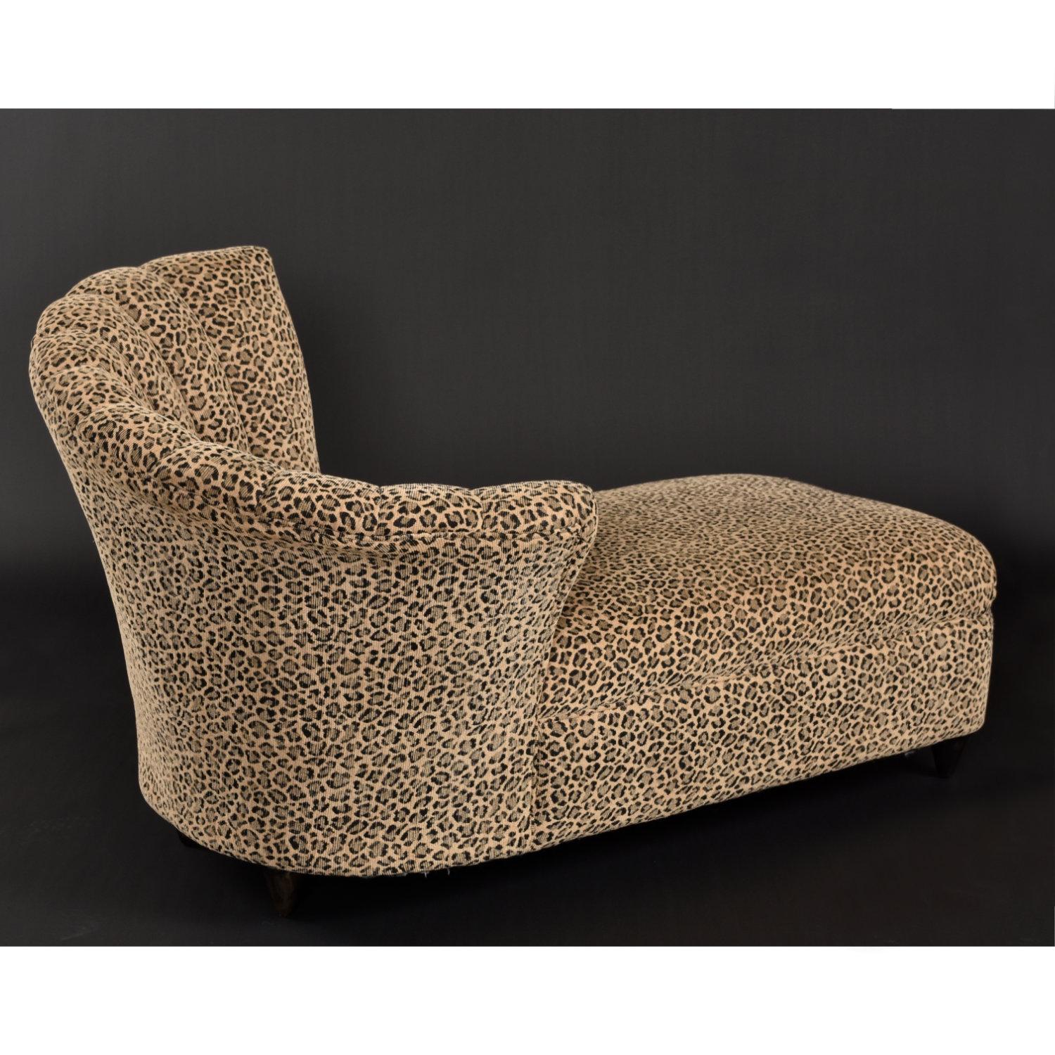 Art Deco Style Fan Back Leopard Print Chaise Lounge For Sale at 1stDibs ...