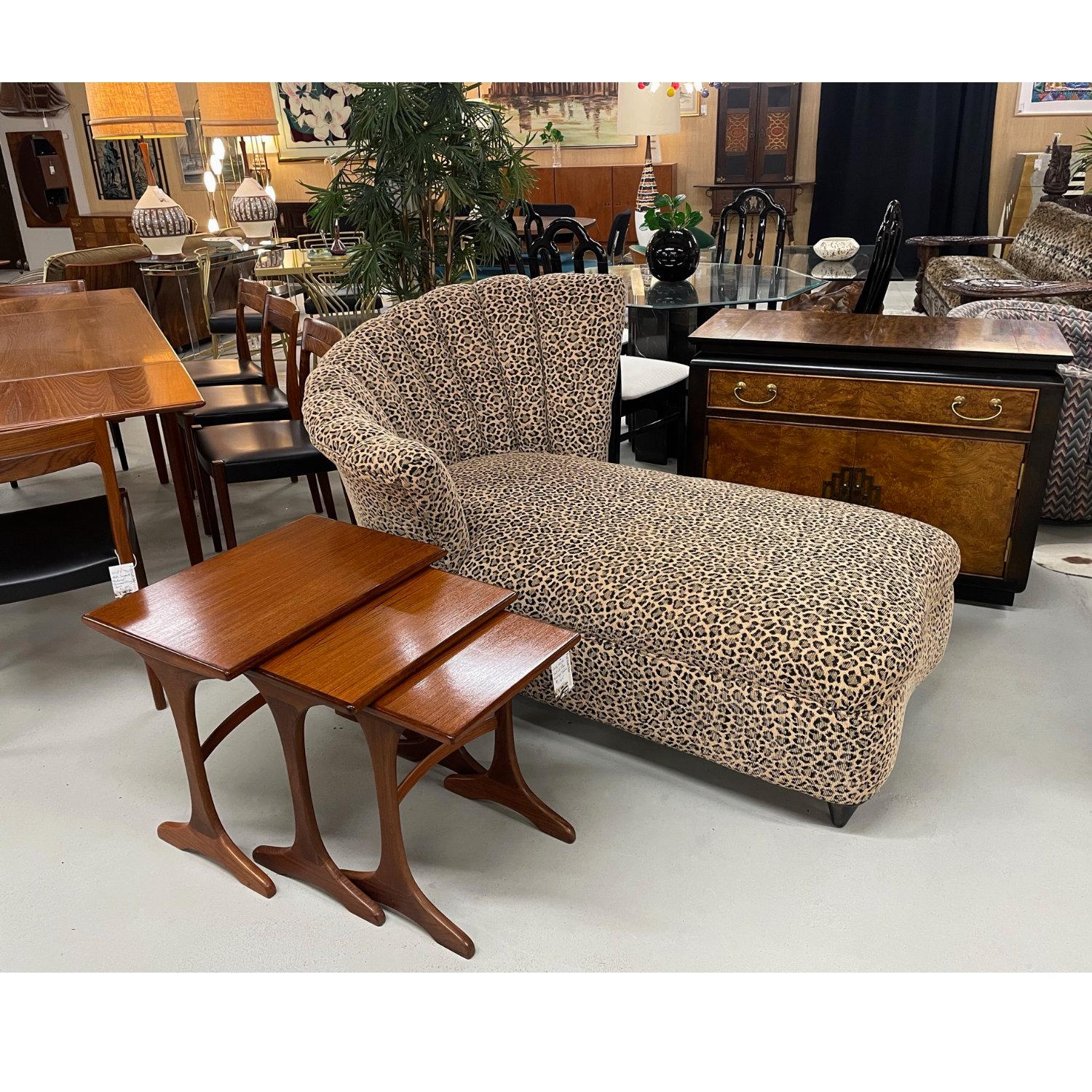 Art Deco Style Fan Back Leopard Print Chaise Lounge For Sale at 1stDibs ...