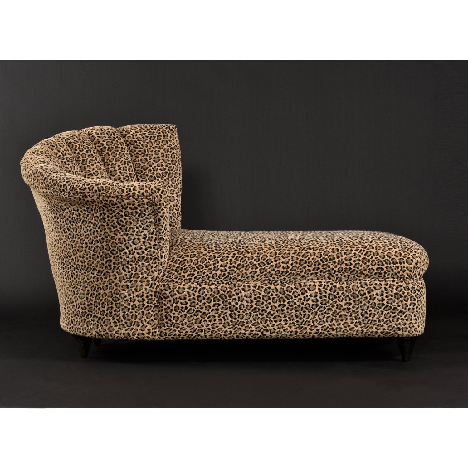 Art Deco Style Fan Back Leopard Print Chaise Lounge For Sale at 1stDibs ...