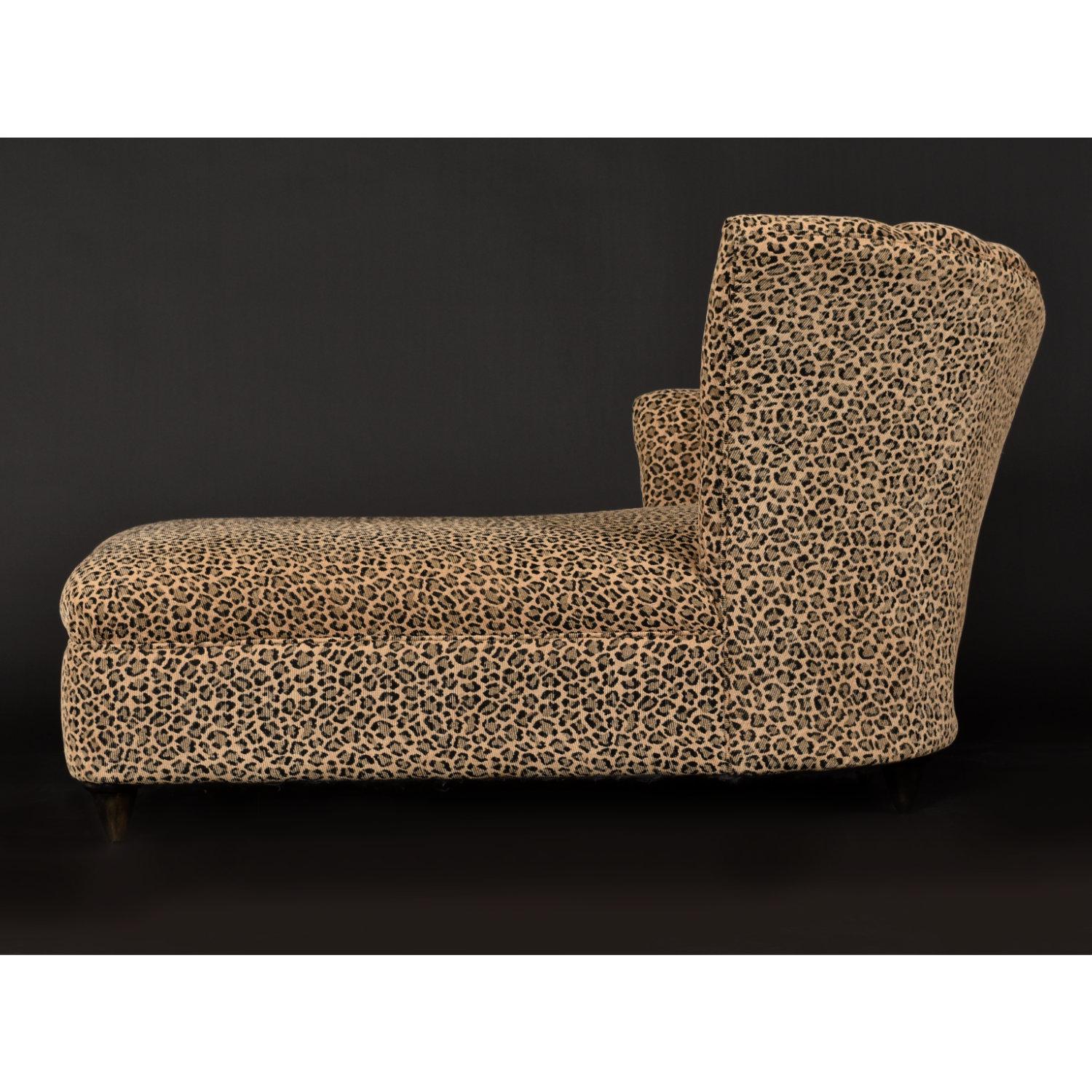 Art Deco Style Fan Back Leopard Print Chaise Lounge For Sale at 1stDibs ...
