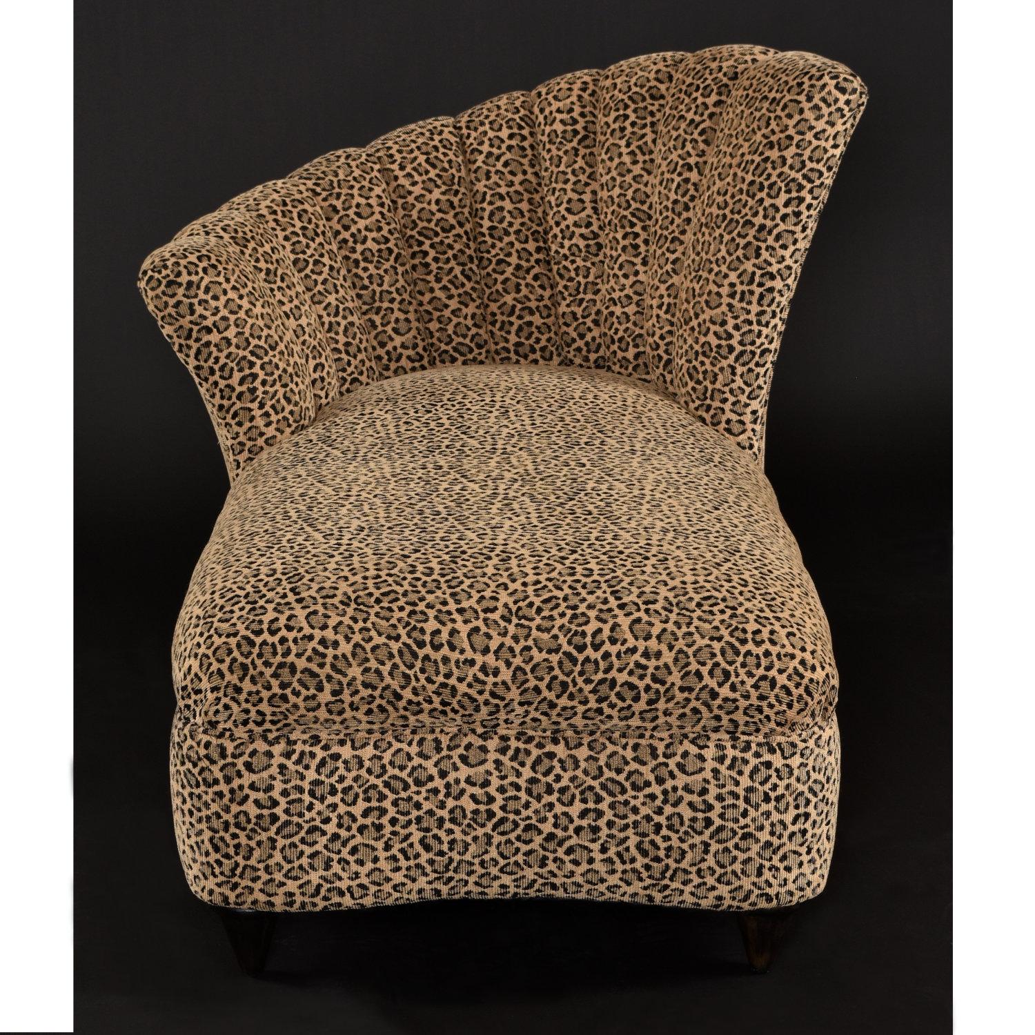 Art Deco Style Fan Back Leopard Print Chaise Lounge For Sale at 1stDibs ...