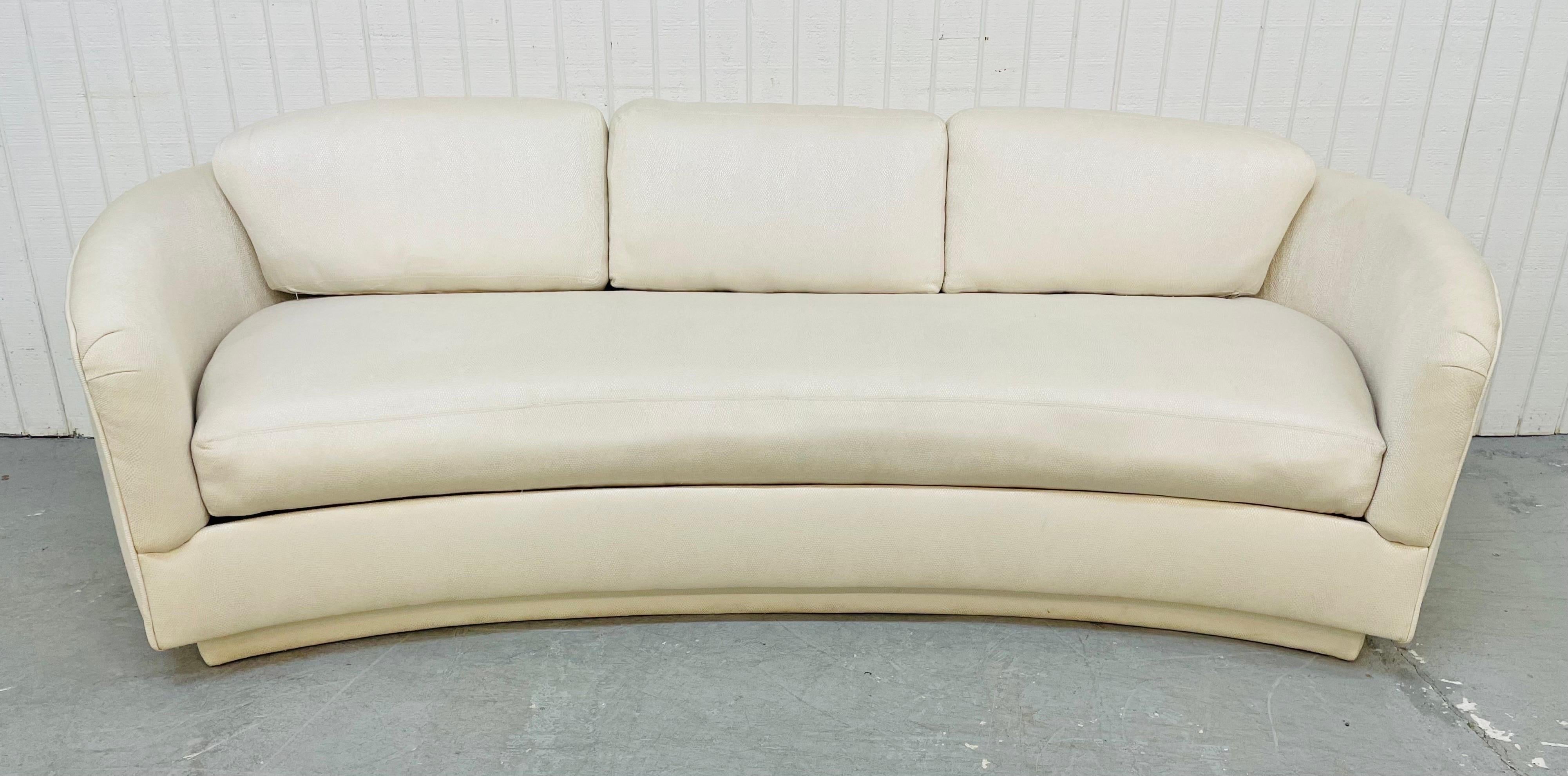 Post-Modern Kagan Style White Snakeskin Upholstered Sofa at 1stDibs