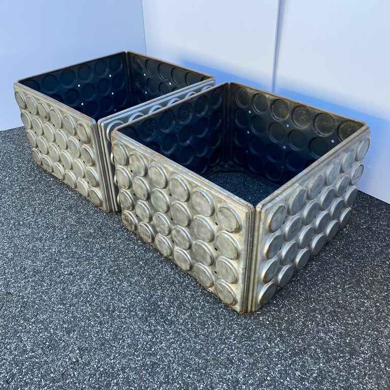 Post Modern Large Industrial Lego Brushed Metal Cocktail Coffee Tables ...