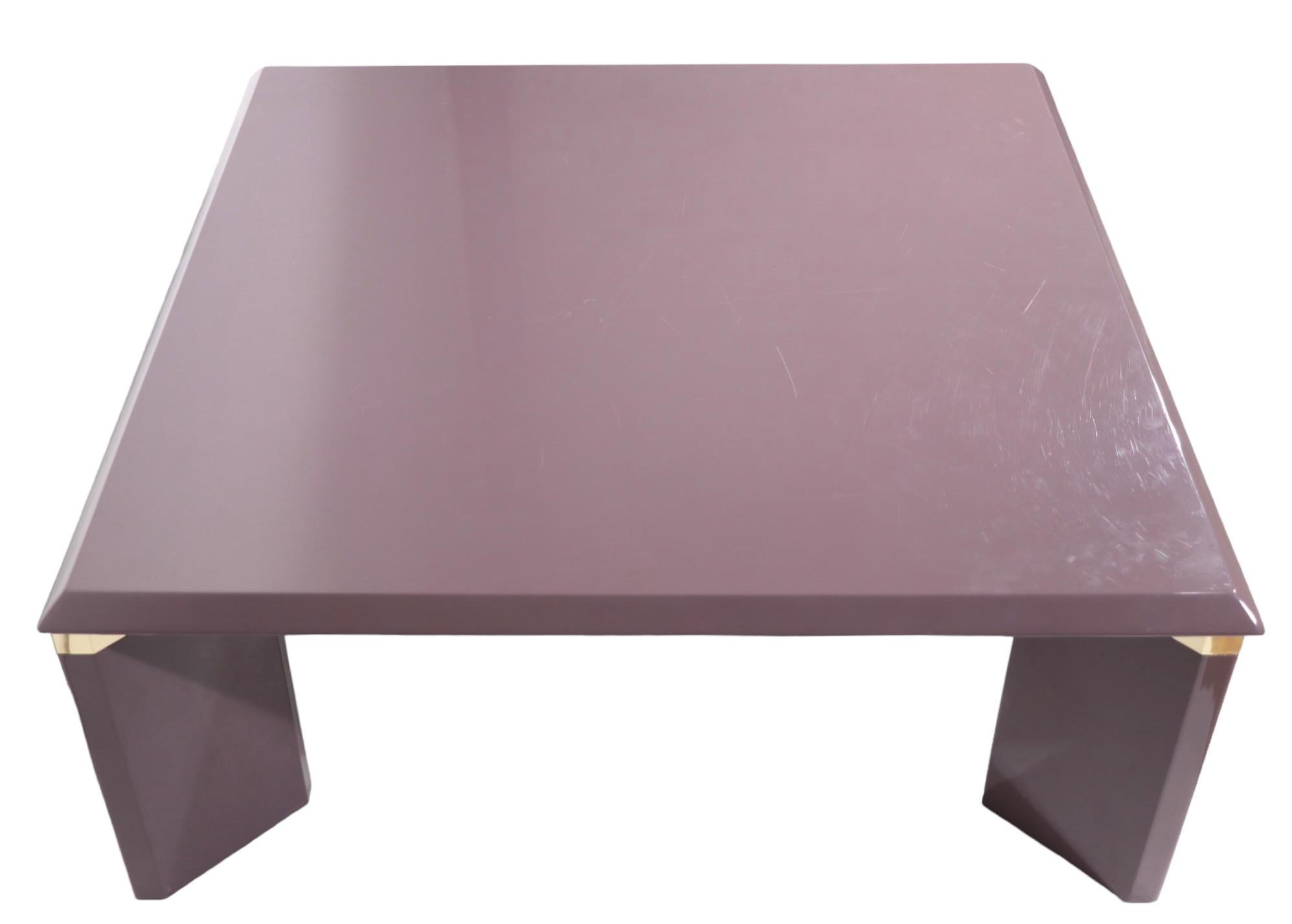 Post Modern Lavender Lacquer and Brass Coffee Table c 1970/1990's For ...