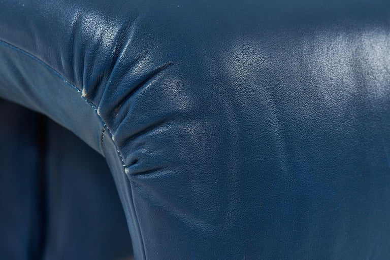 Post Modern Leather Lounge Chair with Waterfall Ottoman, 1980 For Sale ...