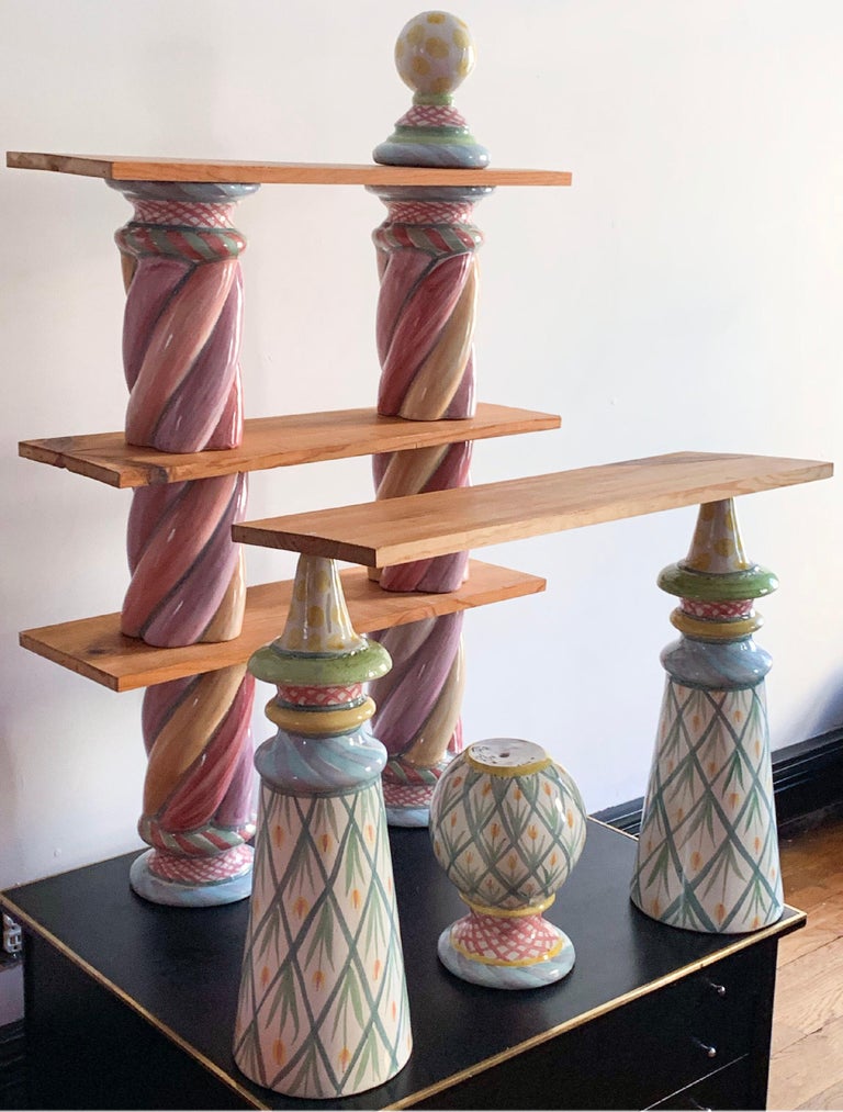 Postmodern Mackenzie Childs Vintage Ceramic Modular Shelves Majolica ...