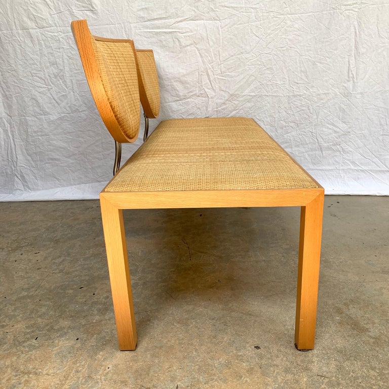 Postmodern Memphis Style Oak and Raffia Bench or Settee, Italy, 1980s ...