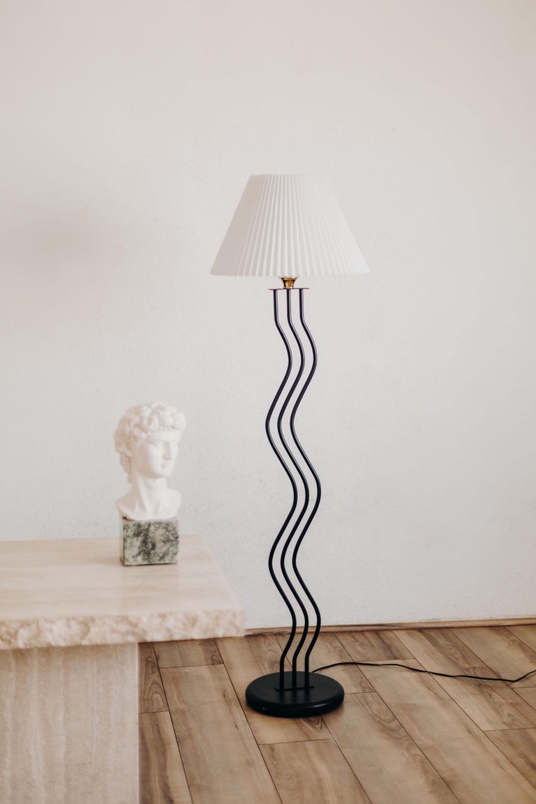 Post Modern Memphis Style Black Squiggle Floor Lamp For Sale at 1stDibs