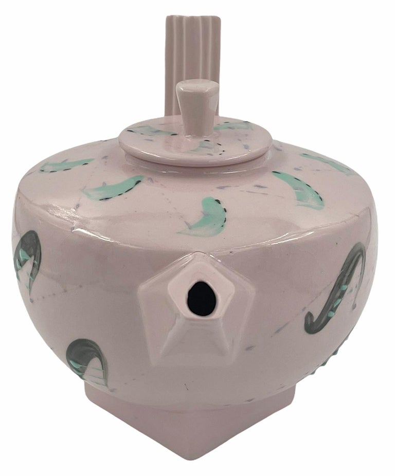 Post Modern Memphis Style Porcelain Teapot Signed For Sale at 1stDibs