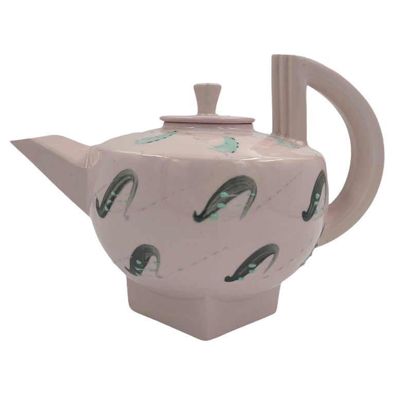 Post Modern Memphis Style Porcelain Teapot Signed For Sale at 1stDibs