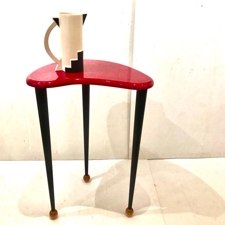 Post Modern Memphis Style Wood Handcrafted Tall Cocktail Table Signed ...