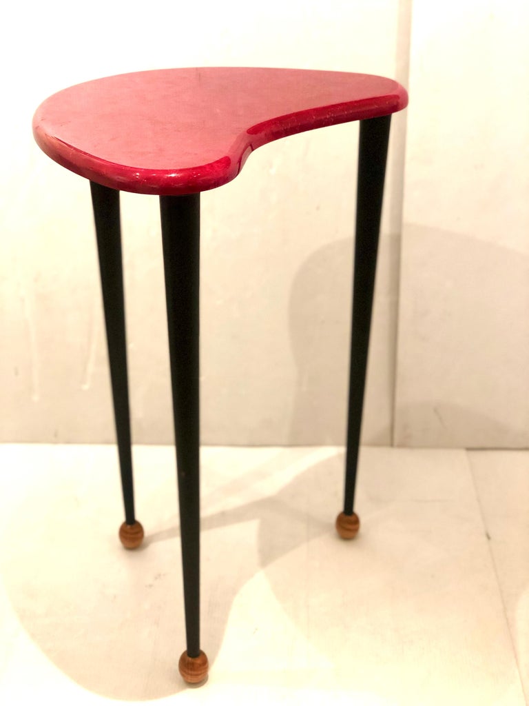 Post Modern Memphis Style Wood Handcrafted Tall Cocktail Table Signed ...